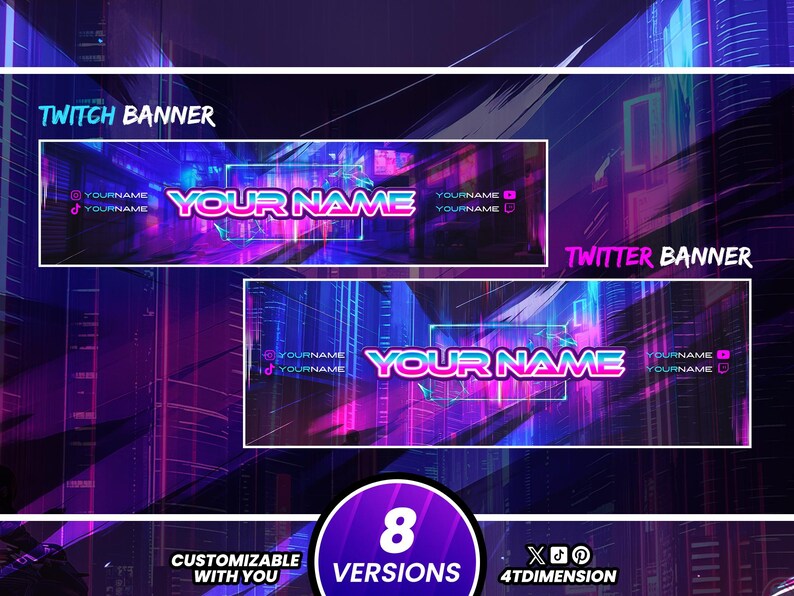 Cyberpunk Custom Gaming Banner for Twitch, Youtube, X, Facebook ...