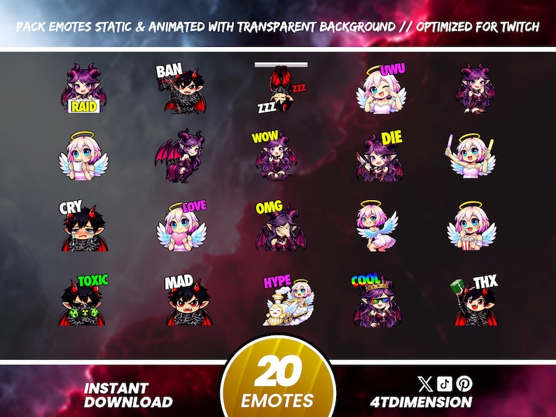 Mega Twitch Emotes Pack : 114 Animated and Static Emotes, Urban Emotes ...