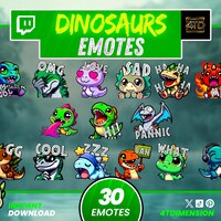 18x Animated Emotes - Cute Dinosaur Emote Green Dinosaur Emote Dino ...