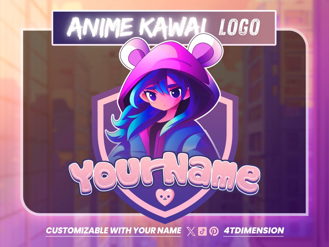 Twitch Anime Kawai Logo, Gaming Logo, Logo Design, Mascot Logo ...