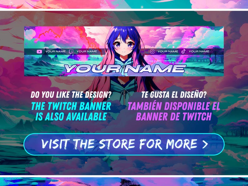 Twitch Anime Girl Panels, Set of 35 PNG Buttons for Streamers, Anime ...