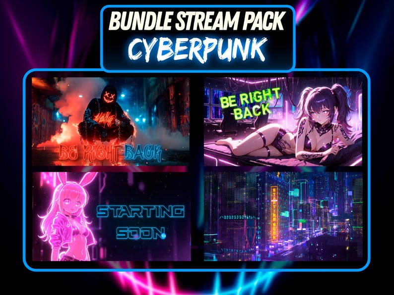 Cyberpunk Overlay Pack for Twitch: 2 Complete Packs, Including Scene ...