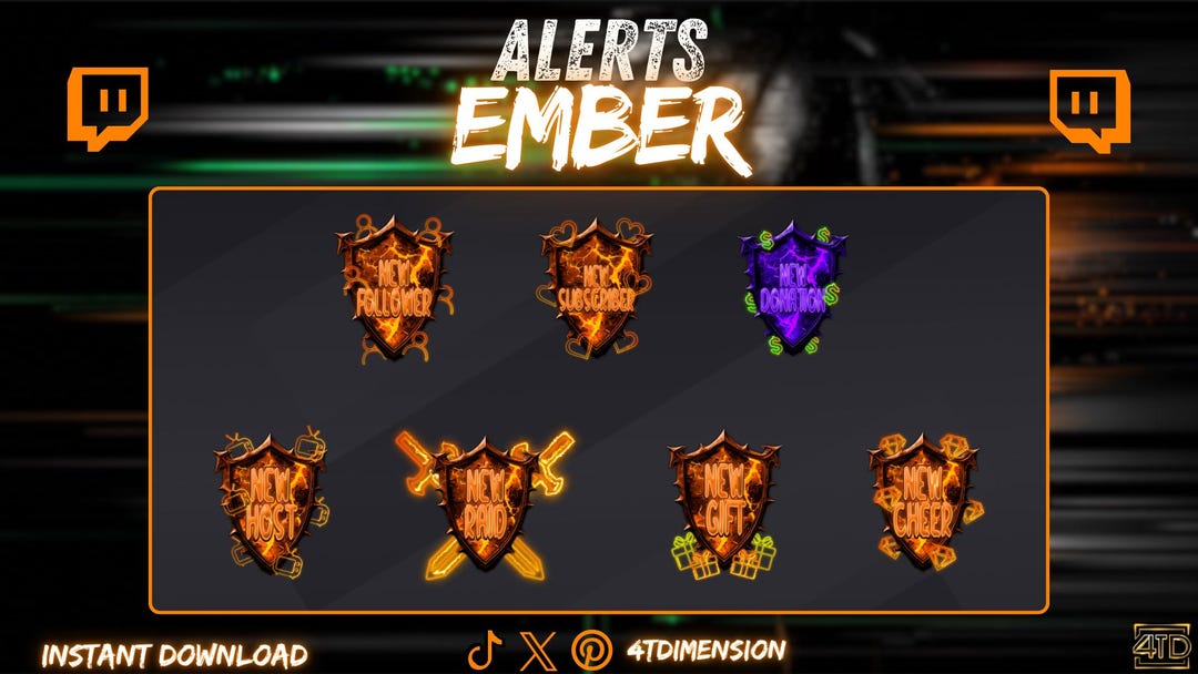 Ember Animated Stream Alerts for Twitch and Kick, OBS Compatible Alert ...