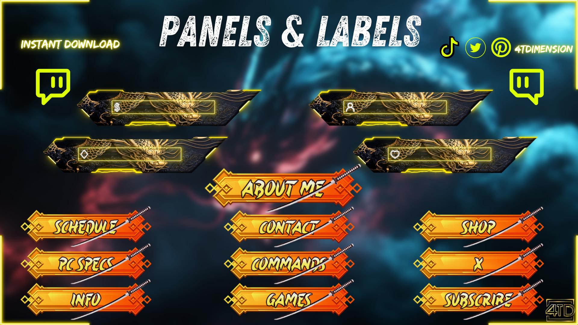 Animated Stream Pack Samurai, Stream Overlay, Webcam Overlay, Twitch ...