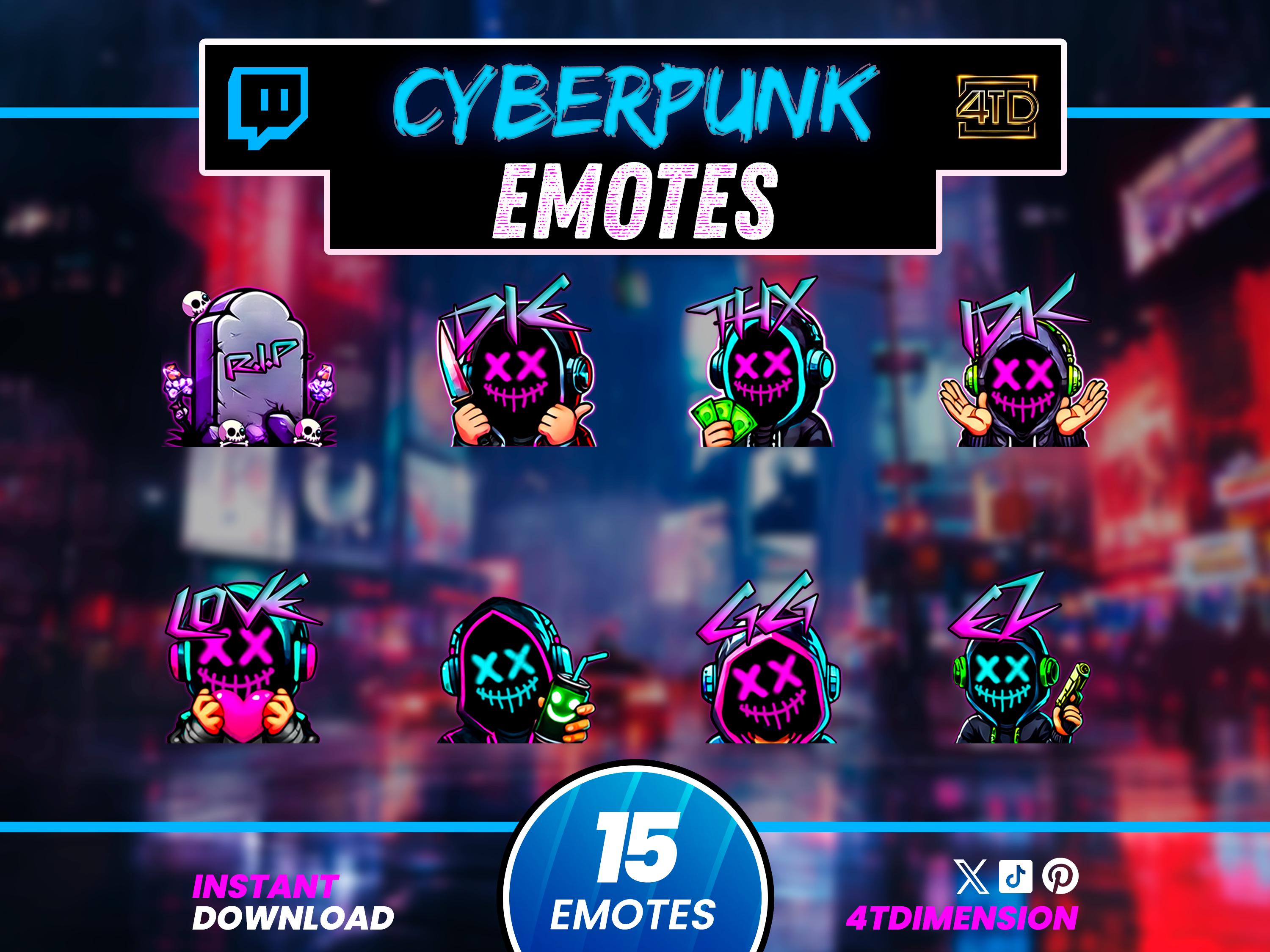 Cyberpunk Twitch Emotes Pack for Twitch, Animated and Static Emotes for ...