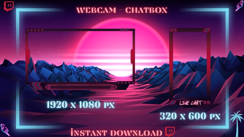 Stream Pack Red Sunset, Overlay, Twitch Panels, Animated, Chatbox ...