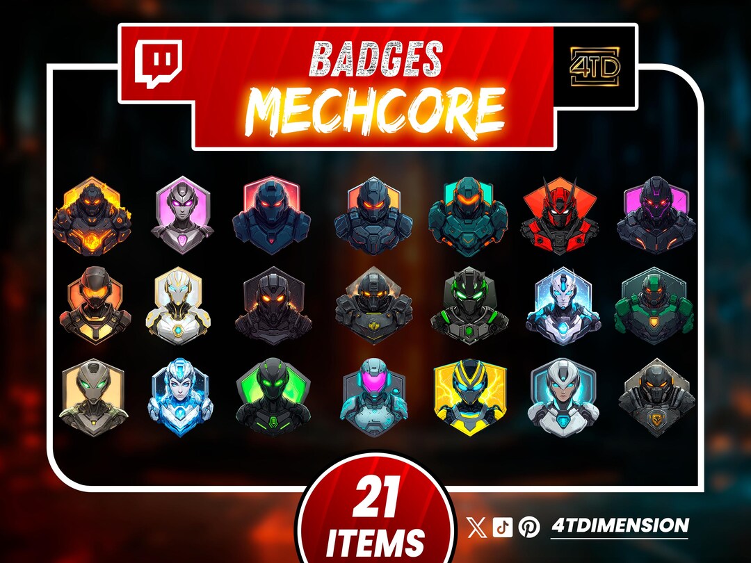 Mechcore Sub-badges for Twitch, Contraction Badges, Bit Badges, Sub ...