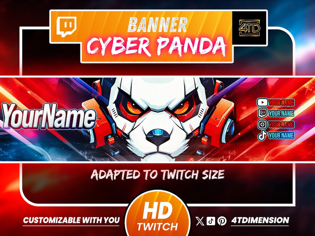 Twitch Cyber Panda Banner, Gaming Banner, Banner Gamer, Streaming ...