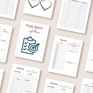 Printable Vision Board, Goal Planner BUNDLE, 2025 Goals Tracker, SMART ...