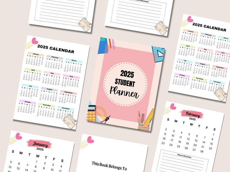 Printable Academic Planner Bundle: Student Homework, Study Schedule ...