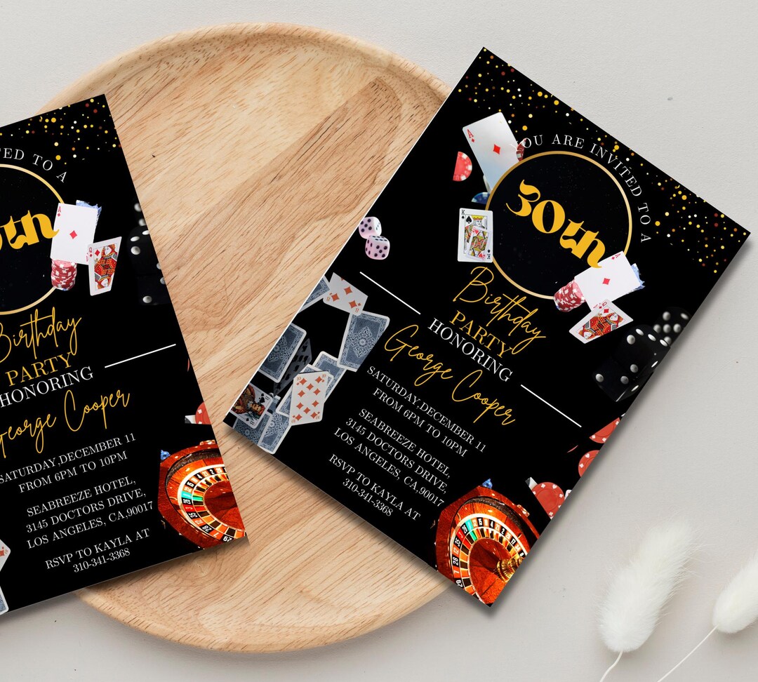 Editable Casino Birthday Invitation, 30th 40th 50th Poker Birthday ...