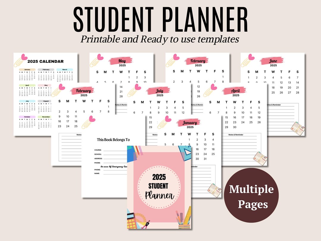 Printable Academic Planner Bundle: Student Homework, Study Schedule ...