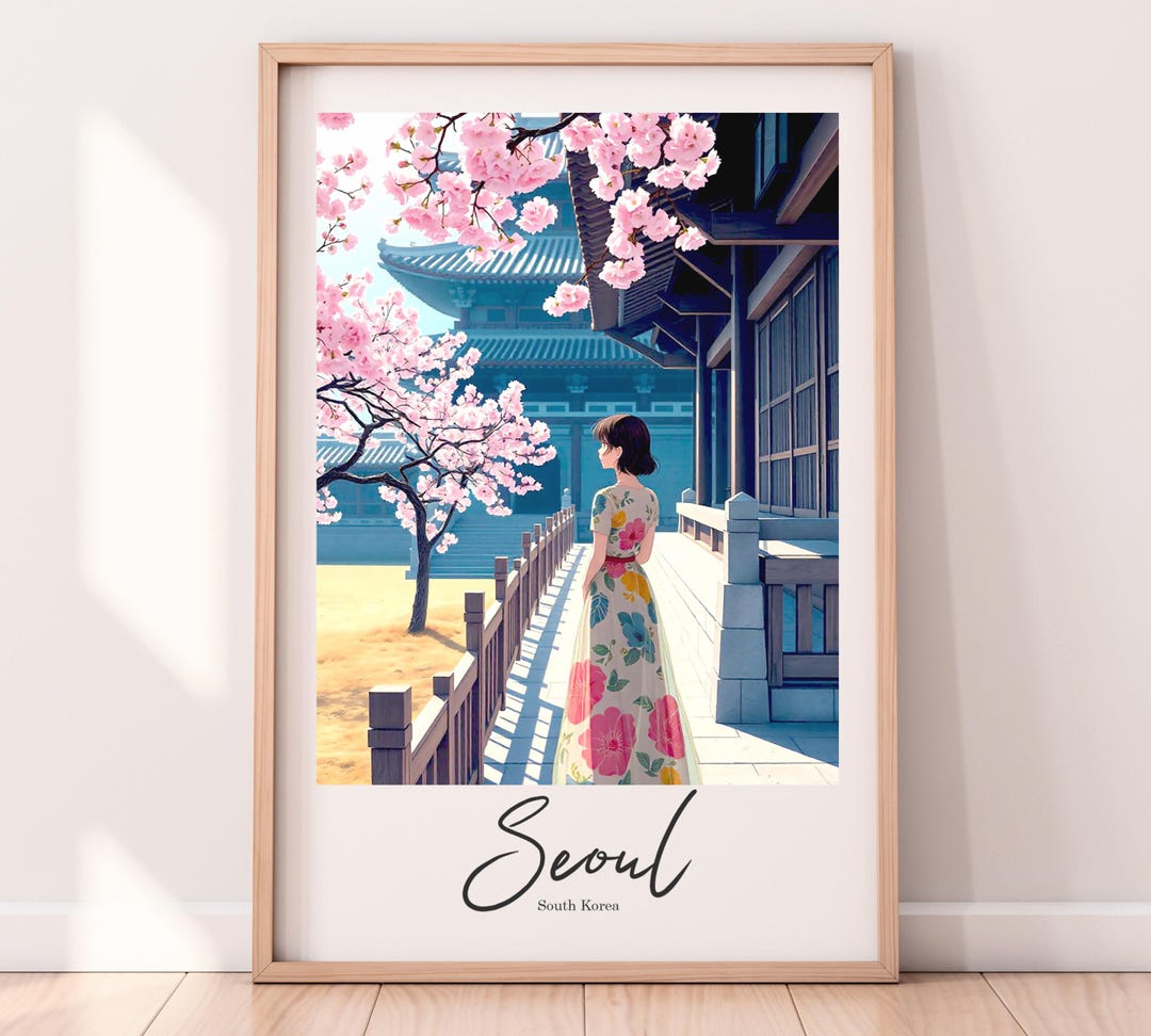 Korea Art Print, Seoul Poster, Girl in Korean Palace, Art Print for ...