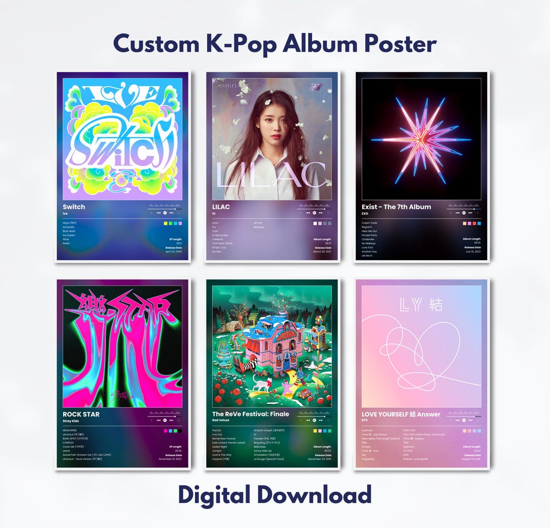 Custom K-pop Album Poster, Personalized Digital Download Kpop Wall Art ...