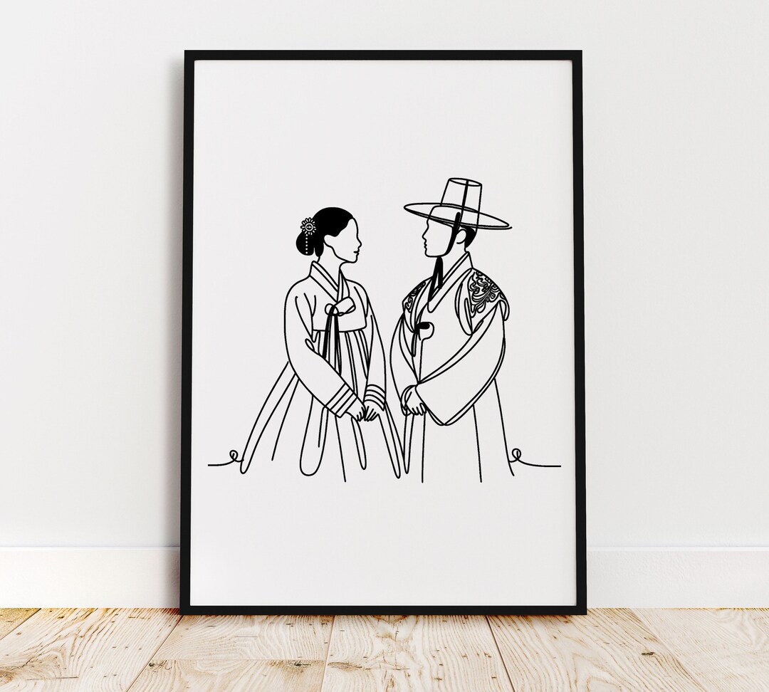 Korea Poster Korean Joseon Wall Art Minimalist Line Art Decor K-drama ...