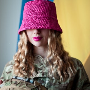 Crochet Raffia Bucket Hat Pattern PDF | Ruffle Summer Hat Tutorial for ...