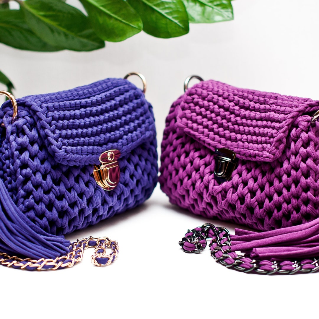 Knitted Bag Pattern, Crossbody Bag Video Tutorial Boho Chick Bag ...