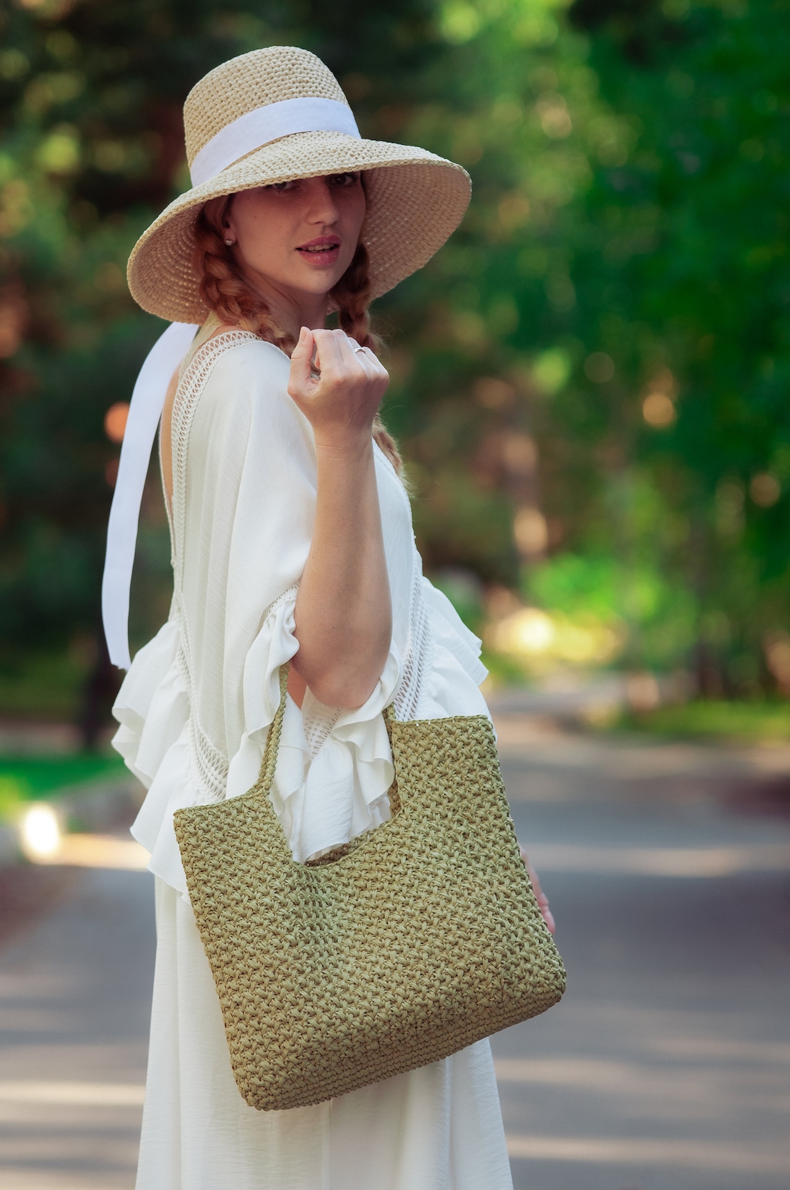 Raffia Hat Crochet Pattern, Wide Brim Summer Hat, DIY Beach Hat With ...