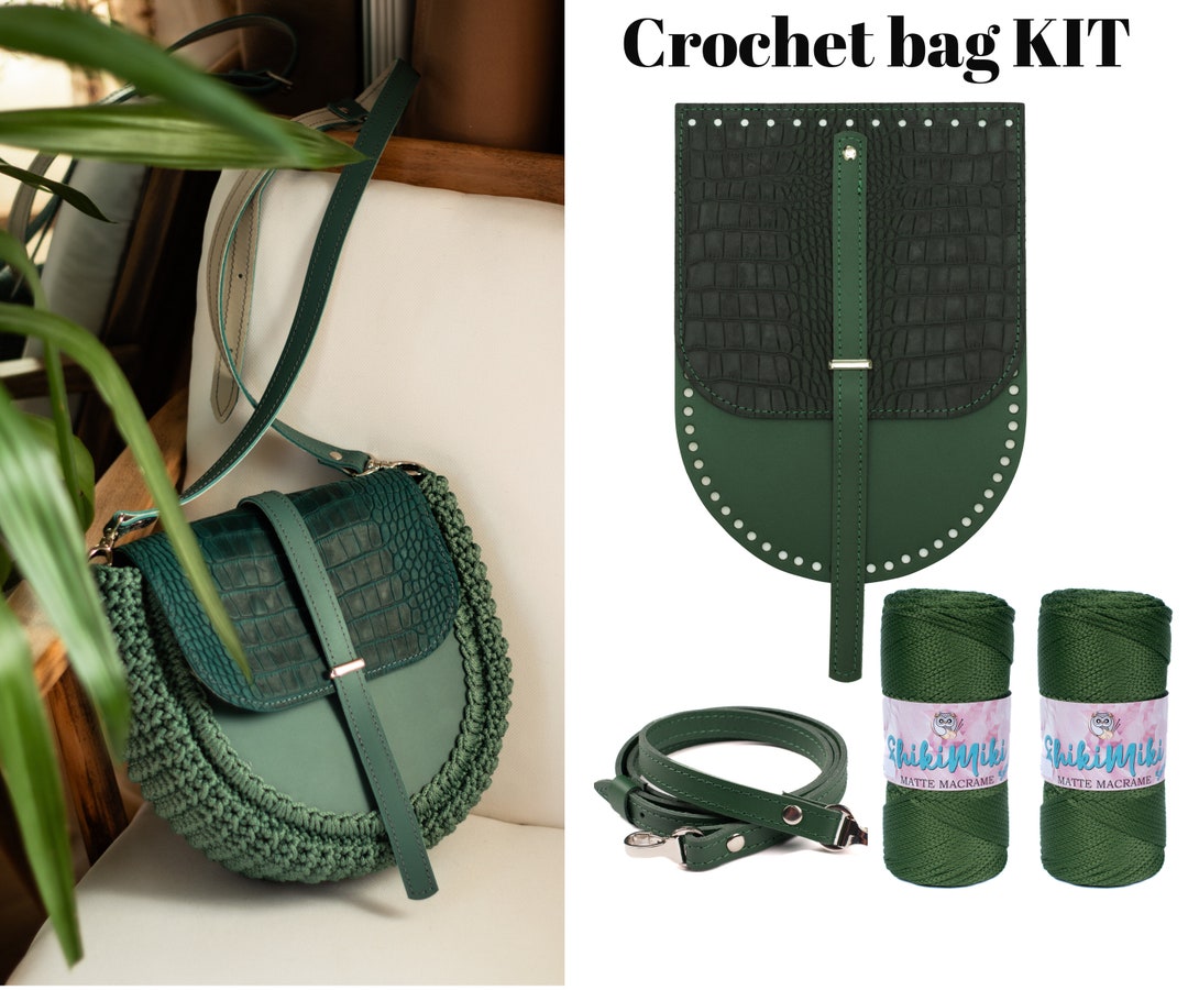 DIY Crochet Bag Kit, Create Your Own Leather Crochet Crossbody Bag, Crochet Bag Kit for Adults ...
