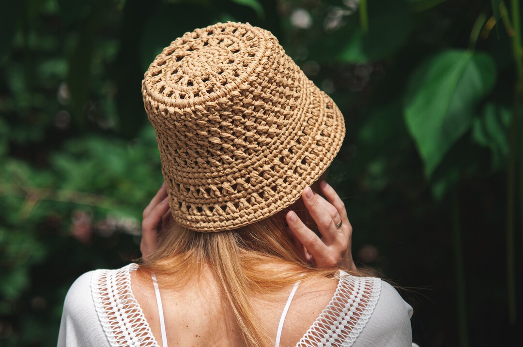 Crochet Bucket Hat Pattern, Raffia Bucket Hat Pattern With Video ...