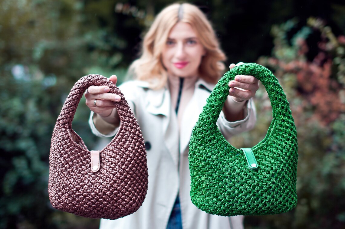 Macrame Pattern Moon Bag Video Tutorial, Macrame Handbag DIY, Macrame ...