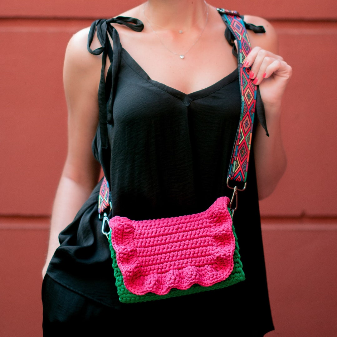 Crochet Pattern Tshirt Yarn Bag Video Tutorial, Crossbody Bag Pattern ...