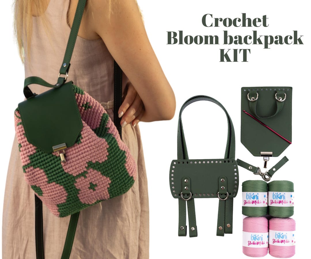 Bloom Backpack Crochet Kit, Flower Crochet Backpack Kit: Polyester Rope ...