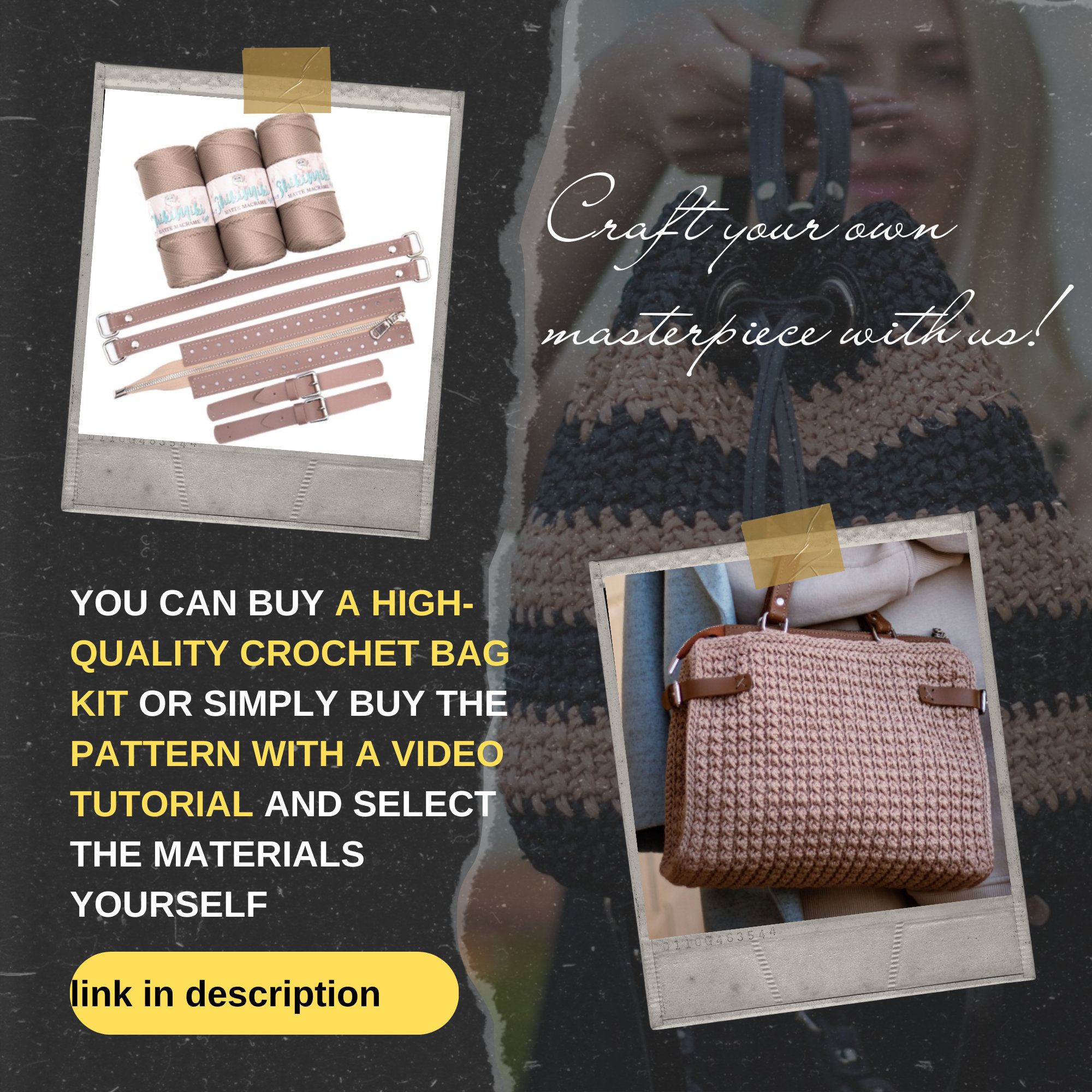 Crochet Bag Kit For Beginners Diy Bag Making Kit Kitcroet Crochet Kit ...