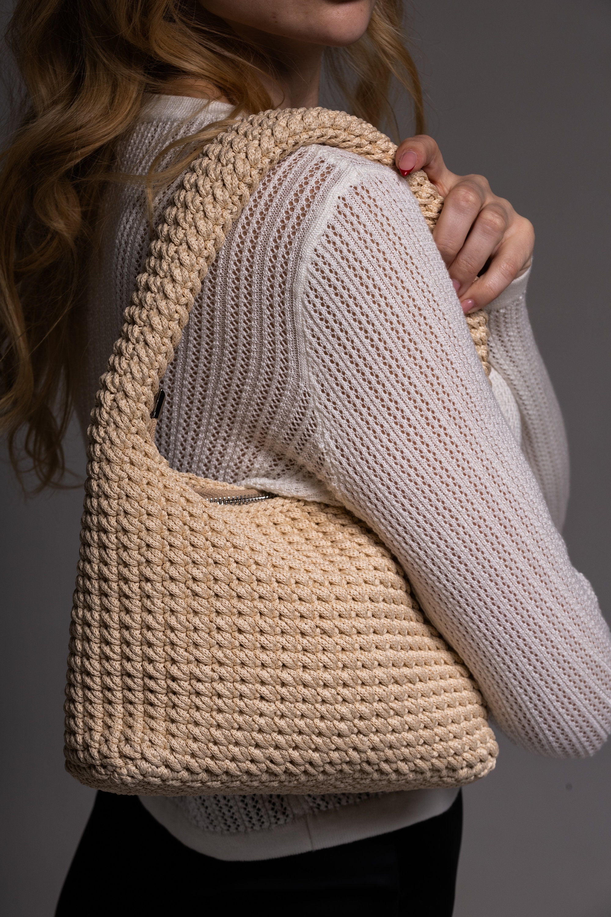 Crochet Bag Pattern, Melanie Hobo Bag Video Tutorial in English, Rope ...