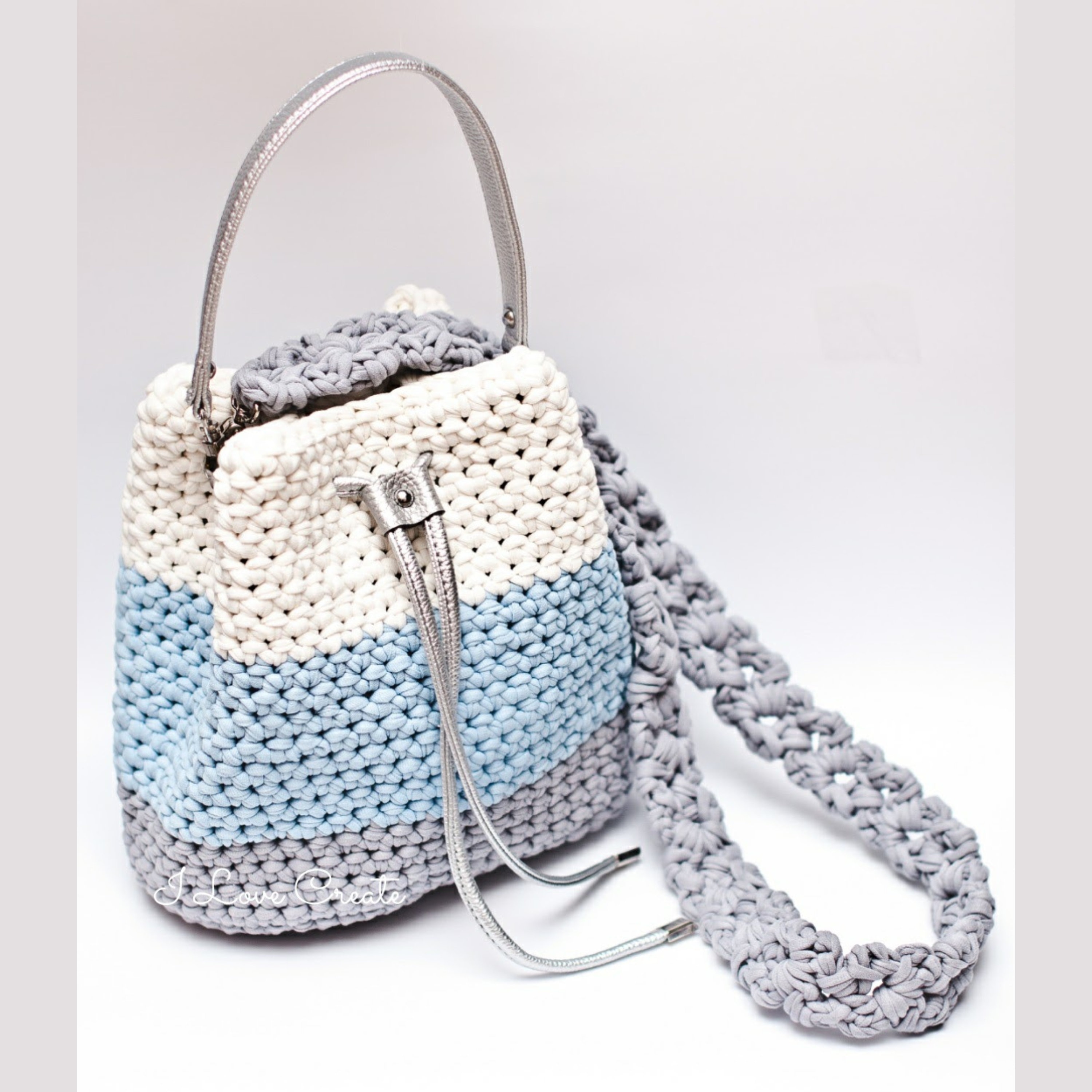 Crochet Bucket Bag Pattern, DIY Drawstring Bag Pattern, Crochet ...