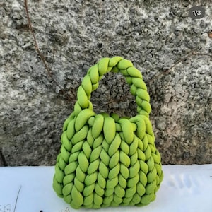 Chunky Yarn Bag DIY Arm Knitting Pattern, Easy T-shirt Yarn Purse PDF ...