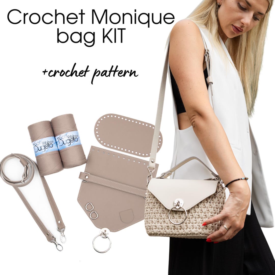 DIY Crochet Bag Kit With Leather Base, Crochet Kit Bag Monique ...