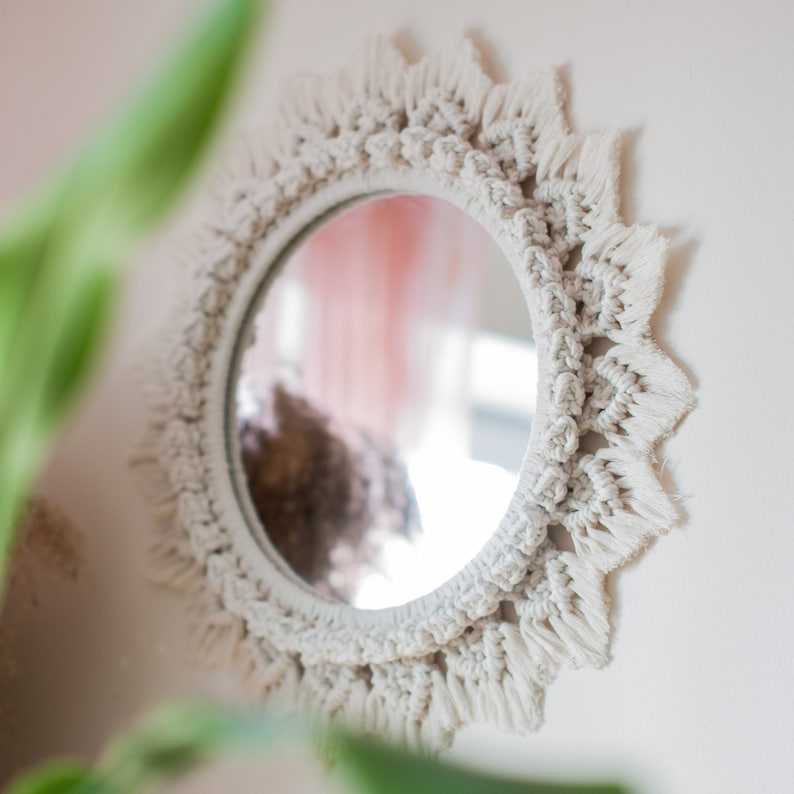 Macrame Mirror Pattern, DIY Macrame Wall Art, Modern Boho Wall Decor ...
