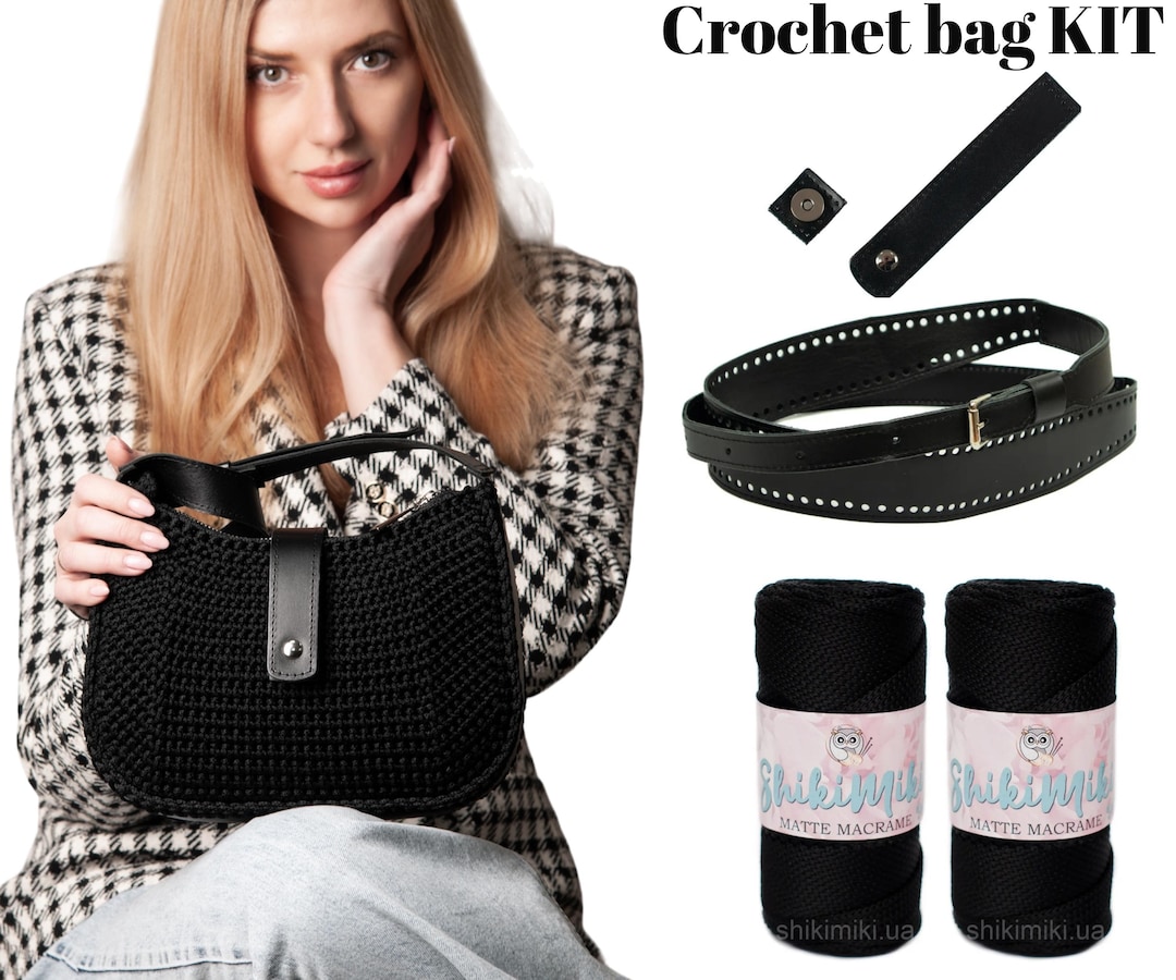 Crochet Kit Bag Loran, DIY Bag KIT, Leather Accessories and Polyester ...