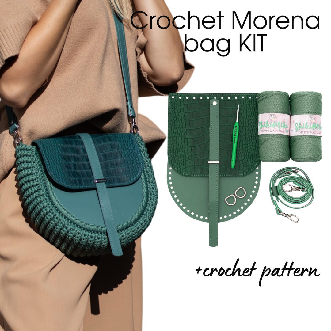 DIY Crochet Bag Kit, Create Your Own Leather Crochet Crossbody Bag ...