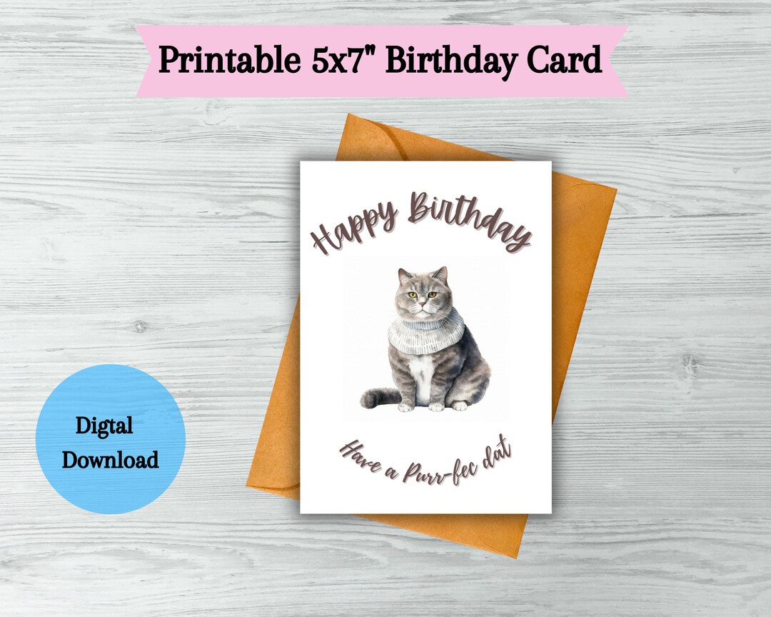 Printable Birthday Card From Cat, Cat Birthday Card, Cat Lovers ...