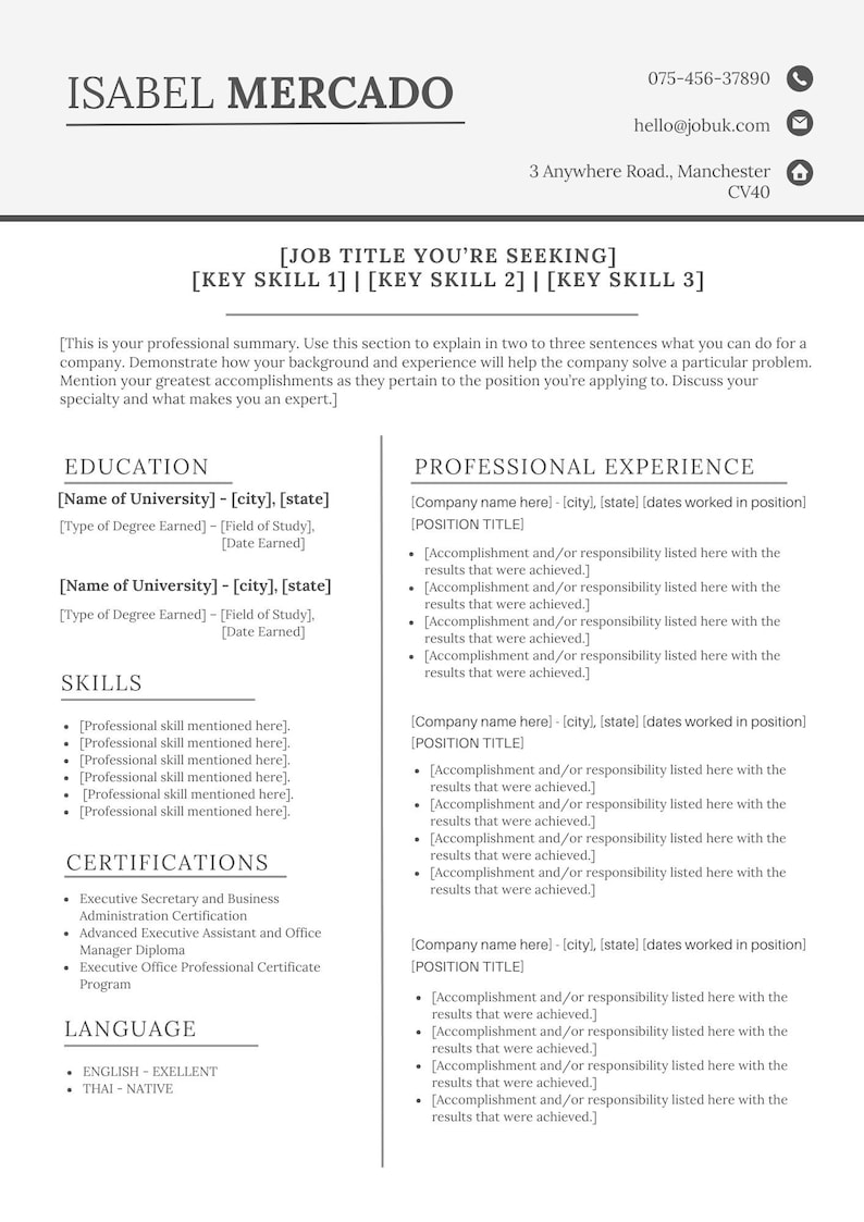ATS Friendly Midday Supervisor Teacher Assistant School Resume Template ...