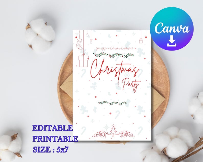 Christmas Party Invitation, Christmas Party Invite, Printable Instant ...