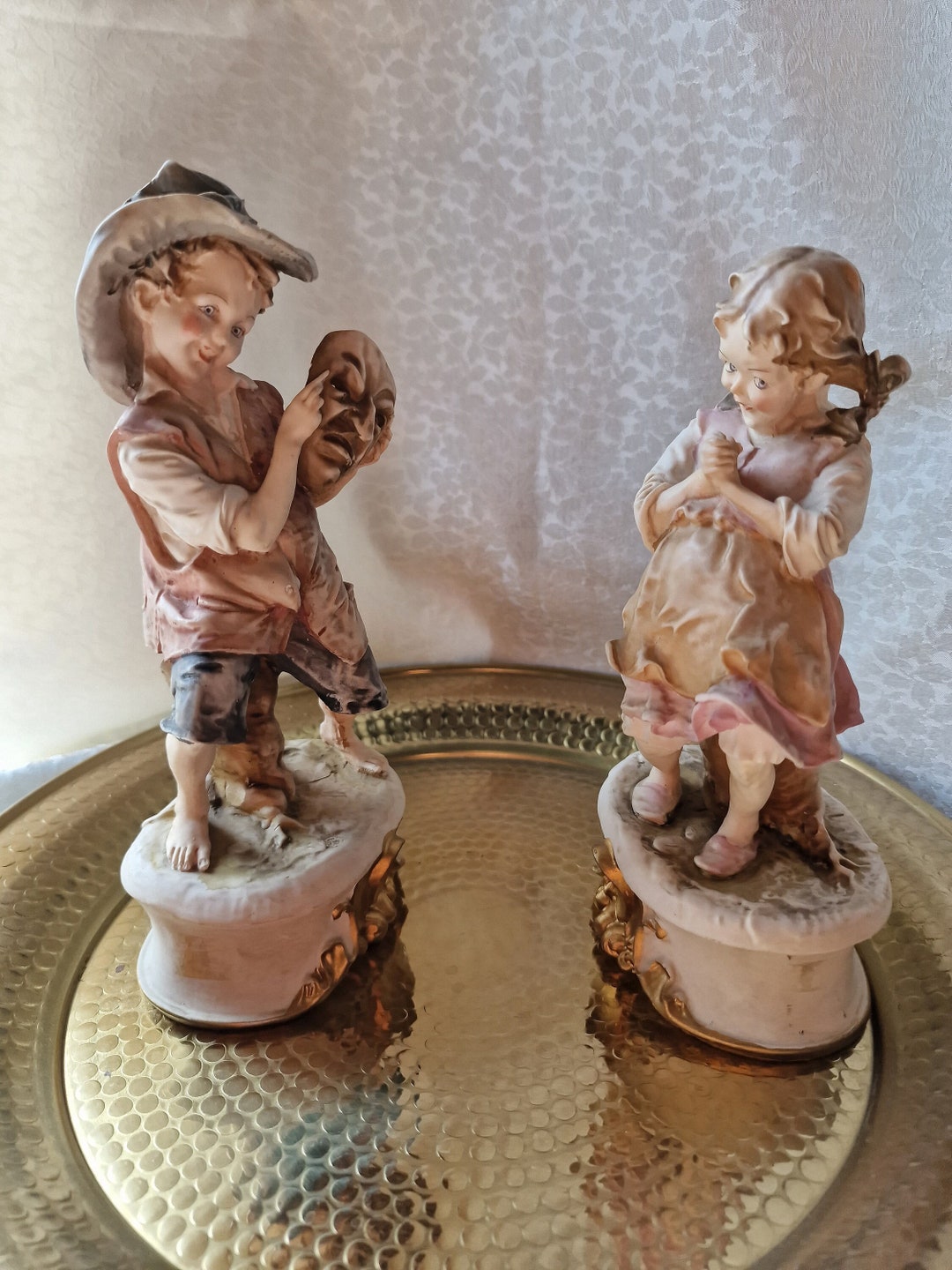 Ceramic Statue children Child Statues Vintage - Etsy