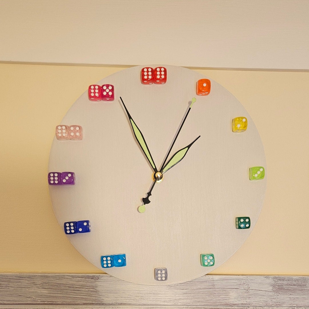 Colourful Dice Clock - White Face - Etsy