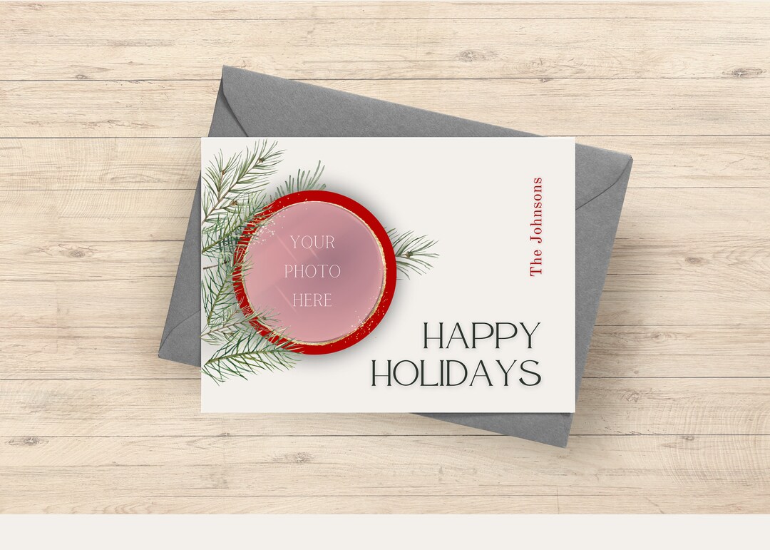Classic Holiday Greeting Card Customizable Template - Etsy