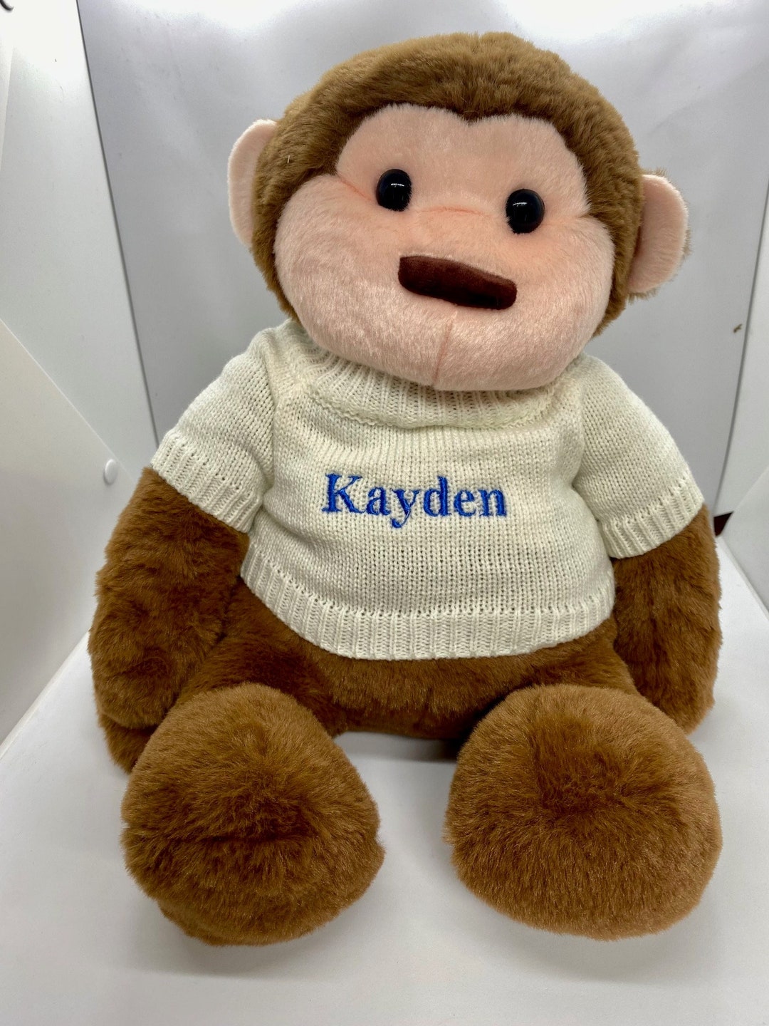 Weighted Beautiful Monkey. 35cm. 4lb With Knitted Embroidered Jumper ...