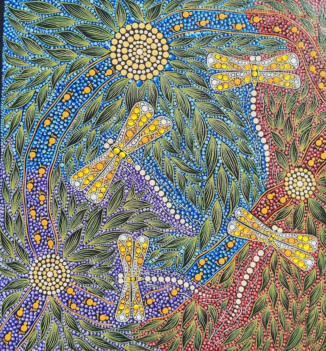Aboriginal Art, Hand Painted Change of Seasons, Dragonflies - Etsy