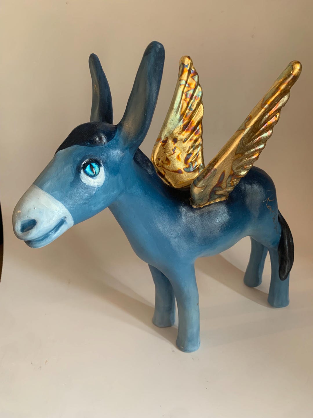 Ceramic Donkey Statue With Wings, Custom Handmade Sculpture, One of a ...