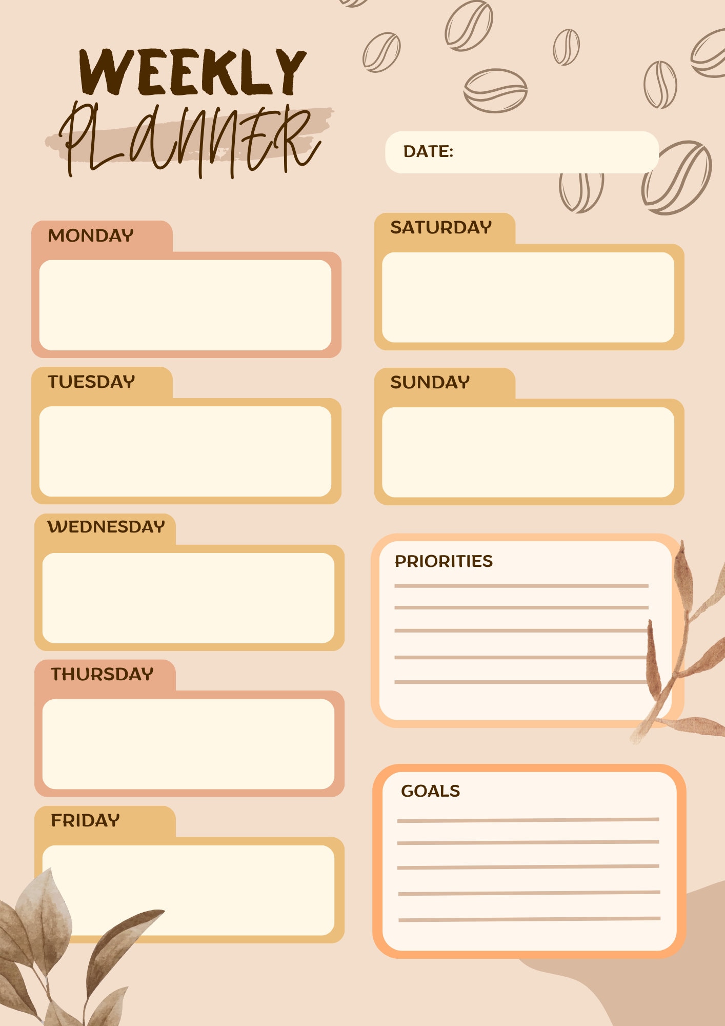 Beige Minimalist Printable Weekly Planner Digital Planner - Etsy