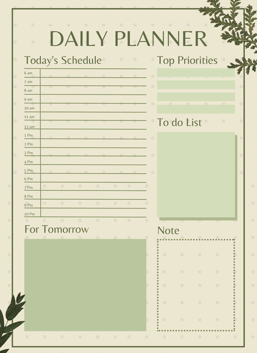 Daily Planner Printable, Instant Download, Organizer, Daily Schedule ...