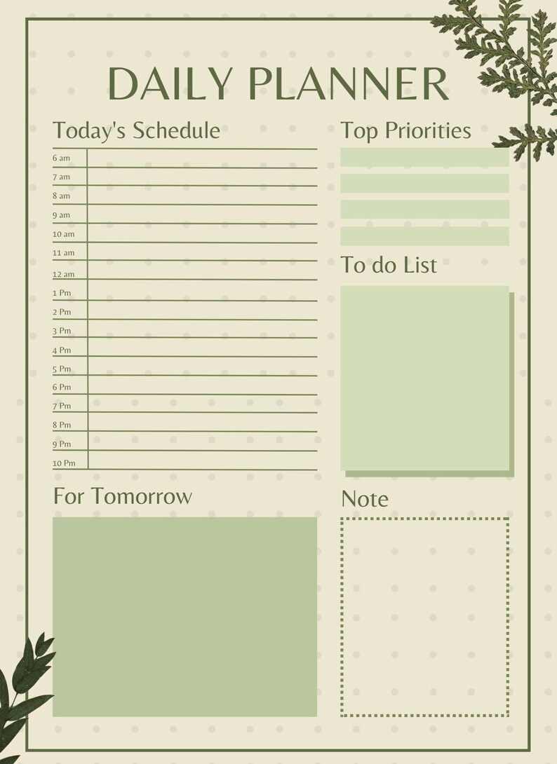 Daily Planner Printable, Instant Download, Organizer, Daily Schedule ...