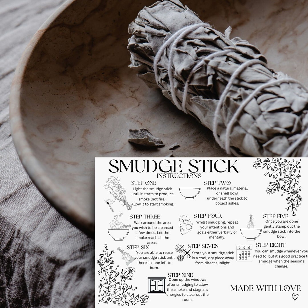 Smudge Stick Care Card Printable Smudging Intentions Card Small ...