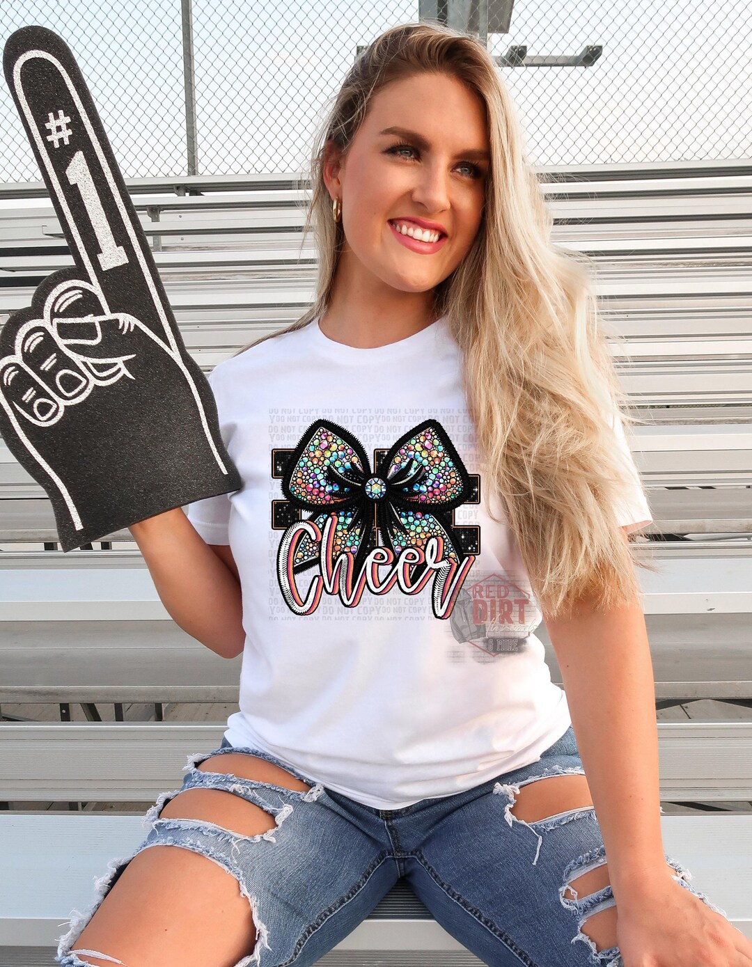 Cheer Faux Rhinestones DTF Transfer | Trendy School Spirit DTF Transfer ...