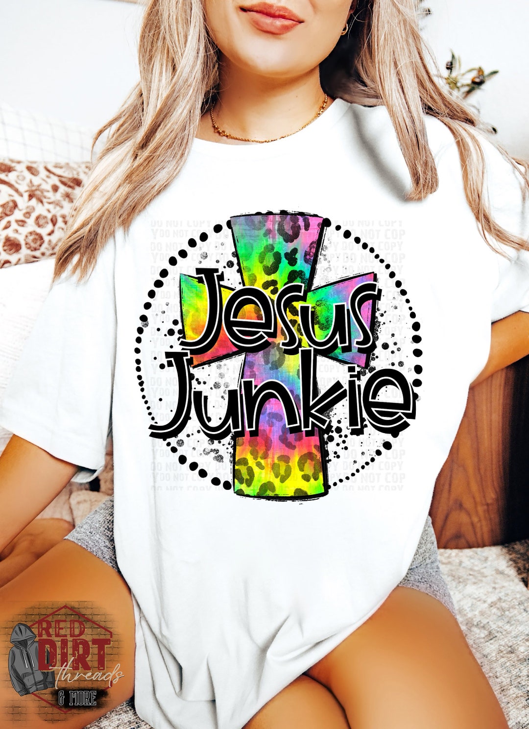 Jesus Junkie DTF Transfer trendy Christian DTF Transfer Ready to Press High Quality DTF ...